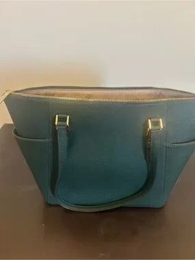 Michael Kors | Bags | Michael Kors Green Saffiano Leather Tote With ...